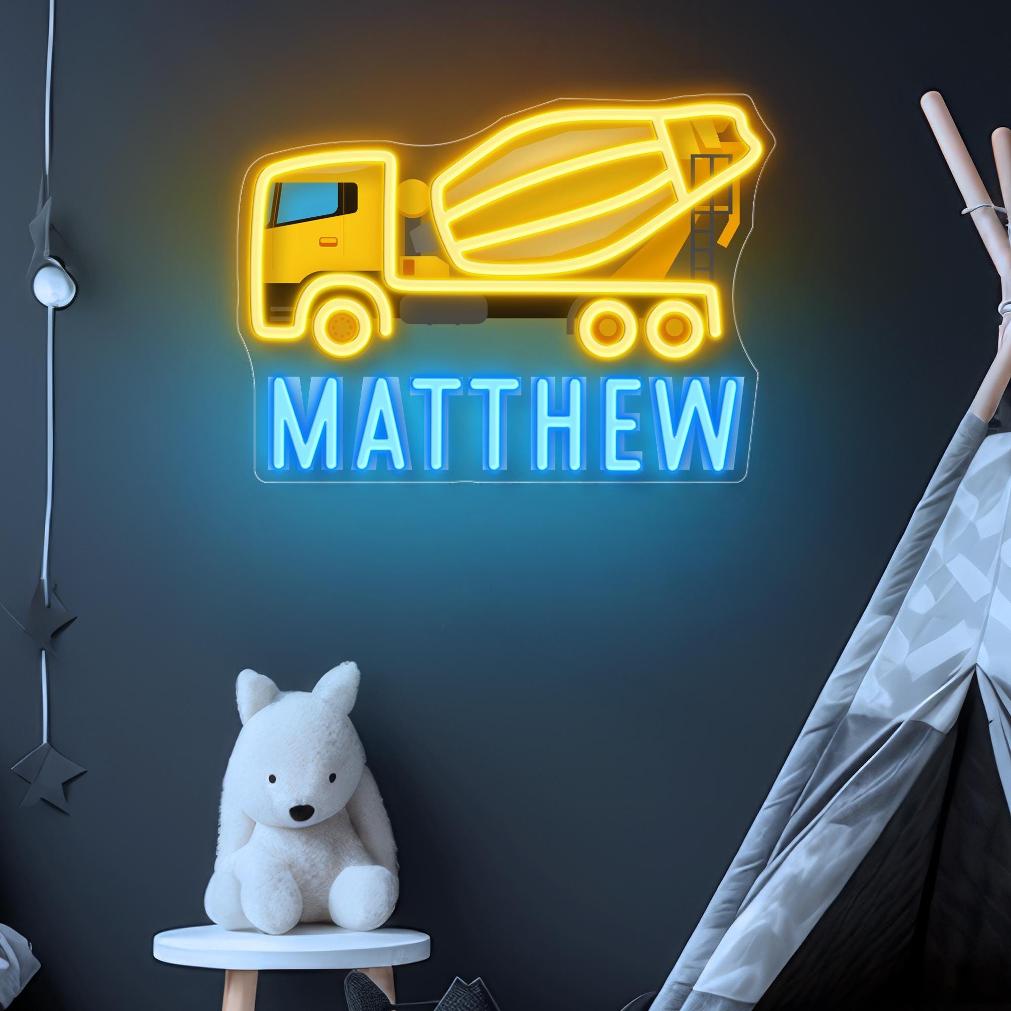 Custom Tractor Neon Sign for Kids - Dimmable LED Wall Art With Remote ...