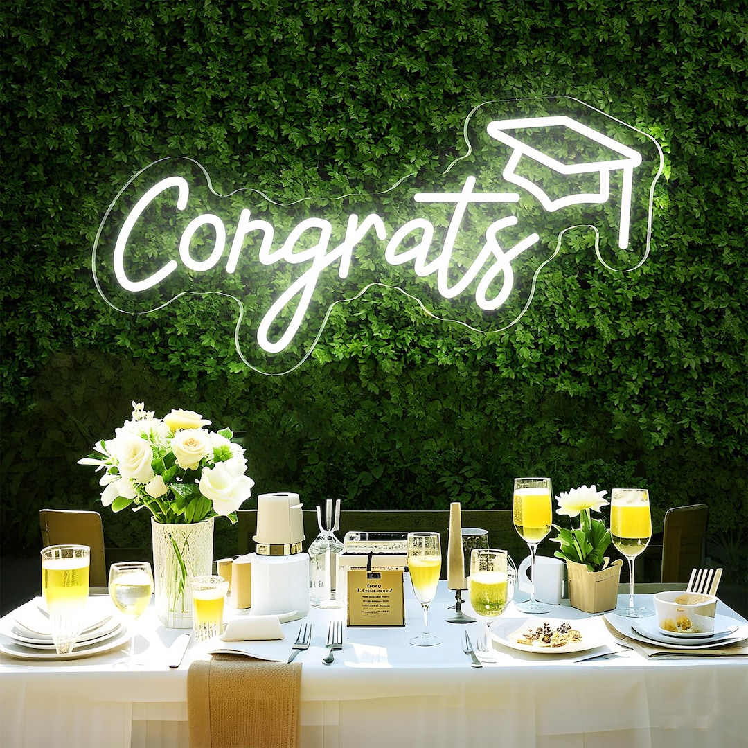 Congrats Neon Sign for Custom Graduation Party, College Congrats Grad ...