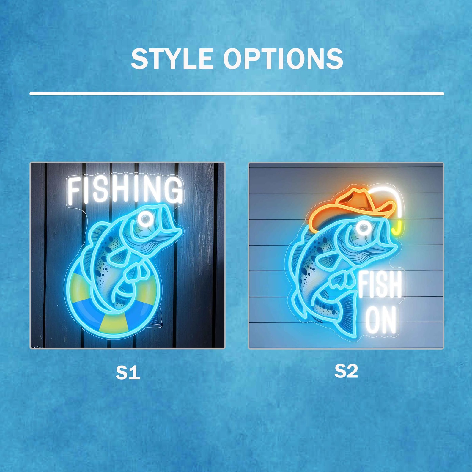 Fishing Neon Sign, Custom Fishing Shop Seafood Restaurant LED Neon ...