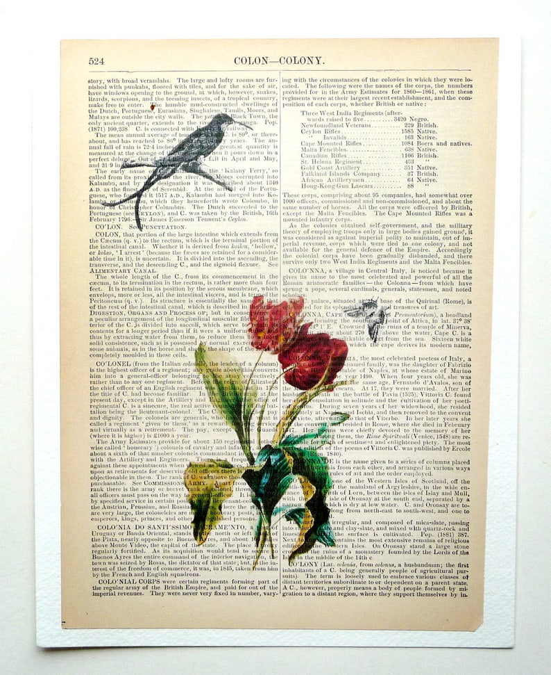 Wall Art, Dictionary Page, Botanical Upcycle, Print Book Art ...