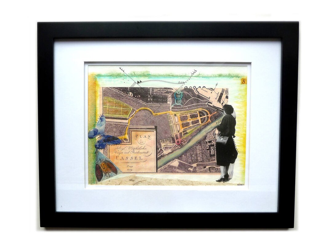 Collage Map Mixed Media Original Drawing Retro - Etsy