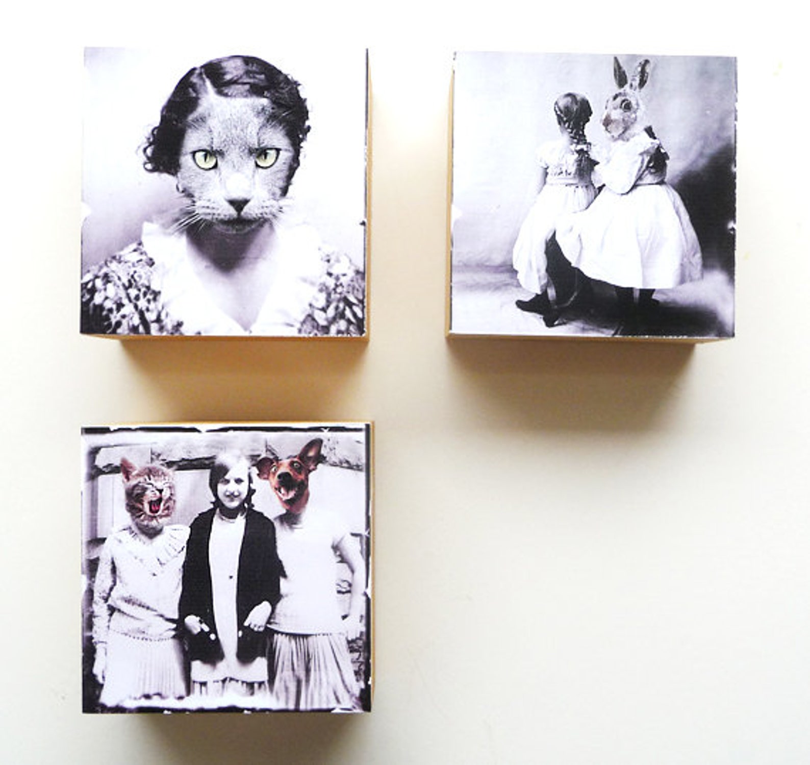 Cat Woman Altered Art Collage Surreal Home Decor - Etsy