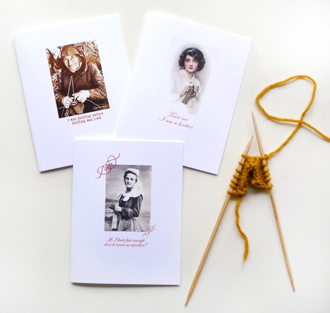 Gifts for Knitters Greeting Cards Retro Original Design Handmade - Etsy