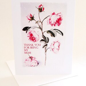 Mother's Day Hand Made Card Thank You Mom Classy Beautiful Rose - Etsy