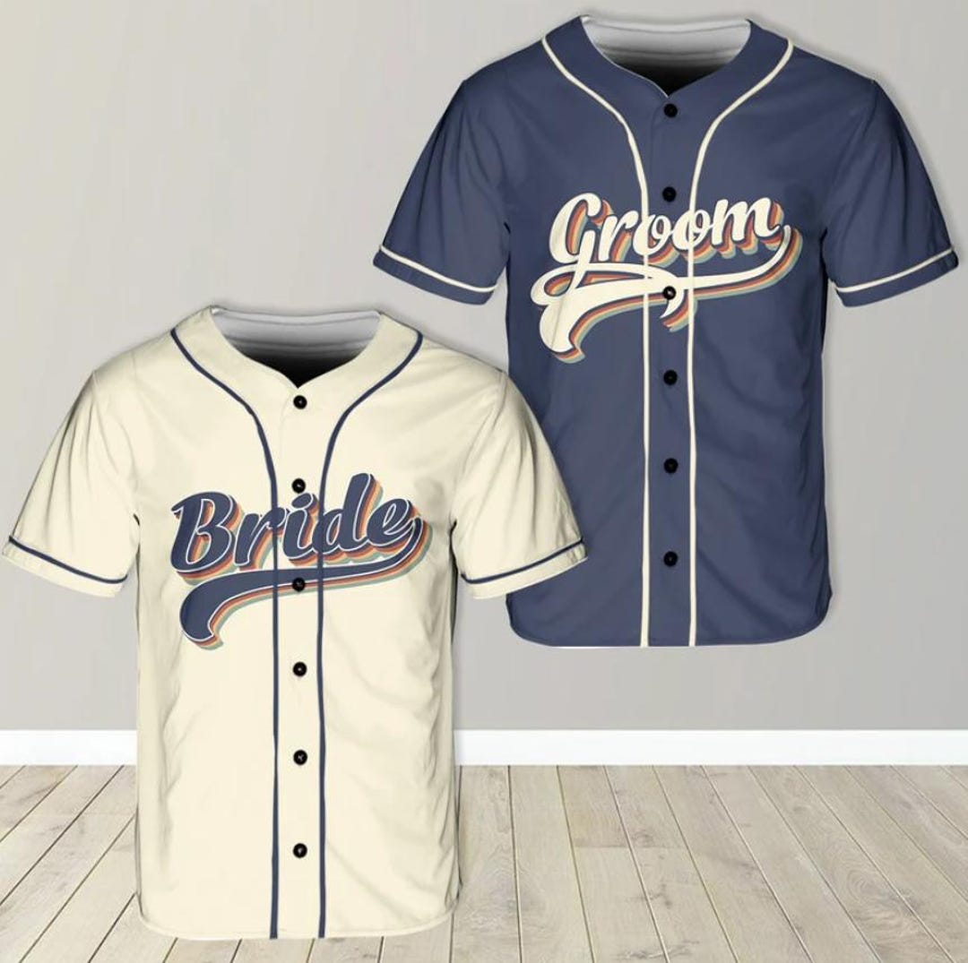 Personalized Bride and Groom Baseball Jersey, Custom Matching Couple ...