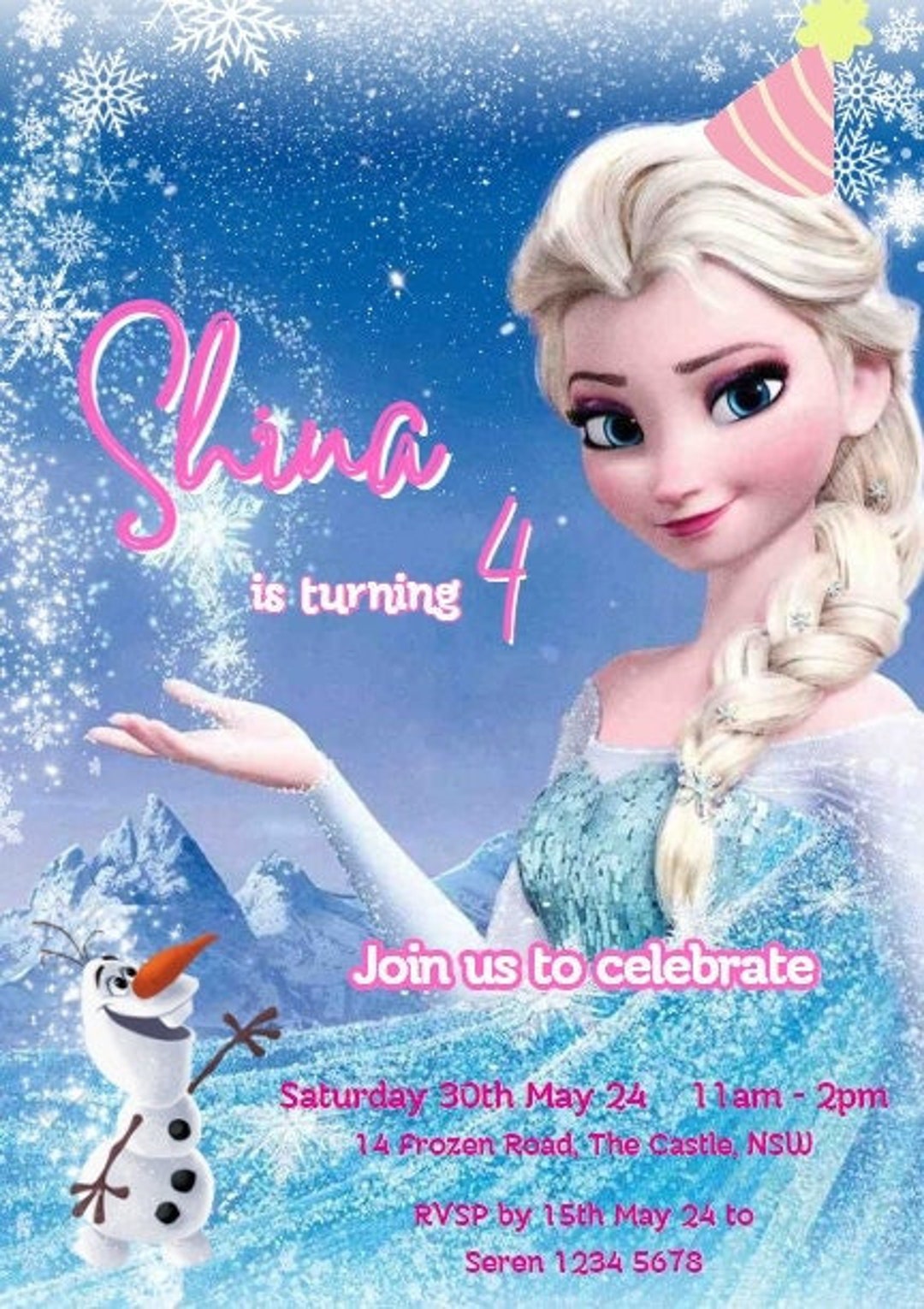 Editable Birthday Invitation Digital, Frozen, Elsa, Editable in Canva ...