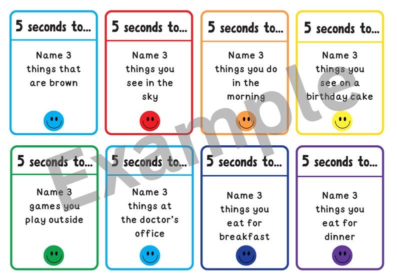 5 Seconds Game – Kids Edition | Printable Party Game | Thinking Game ...