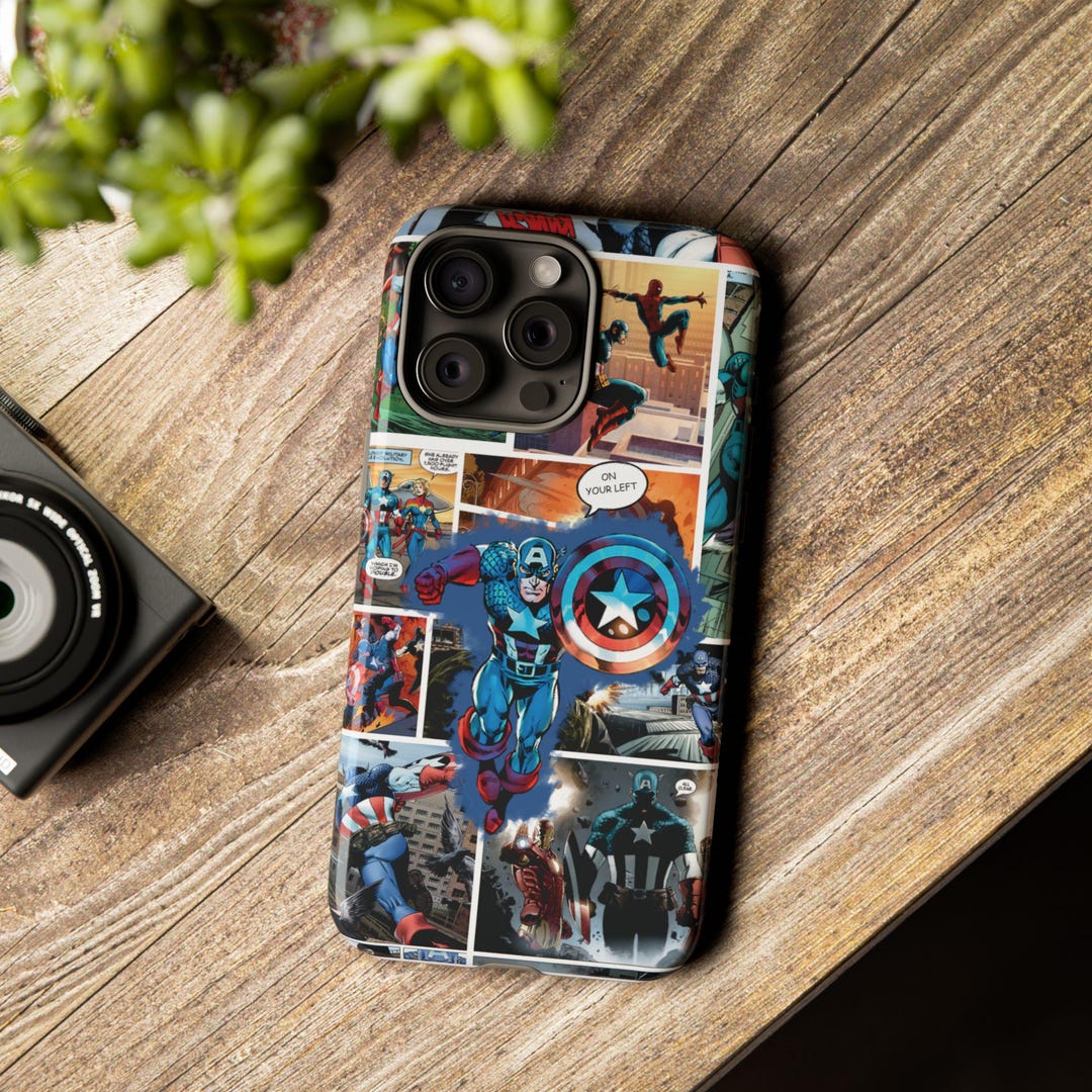 Captain America Comic Tough Phone Case – Marvel Avengers Shield Design ...