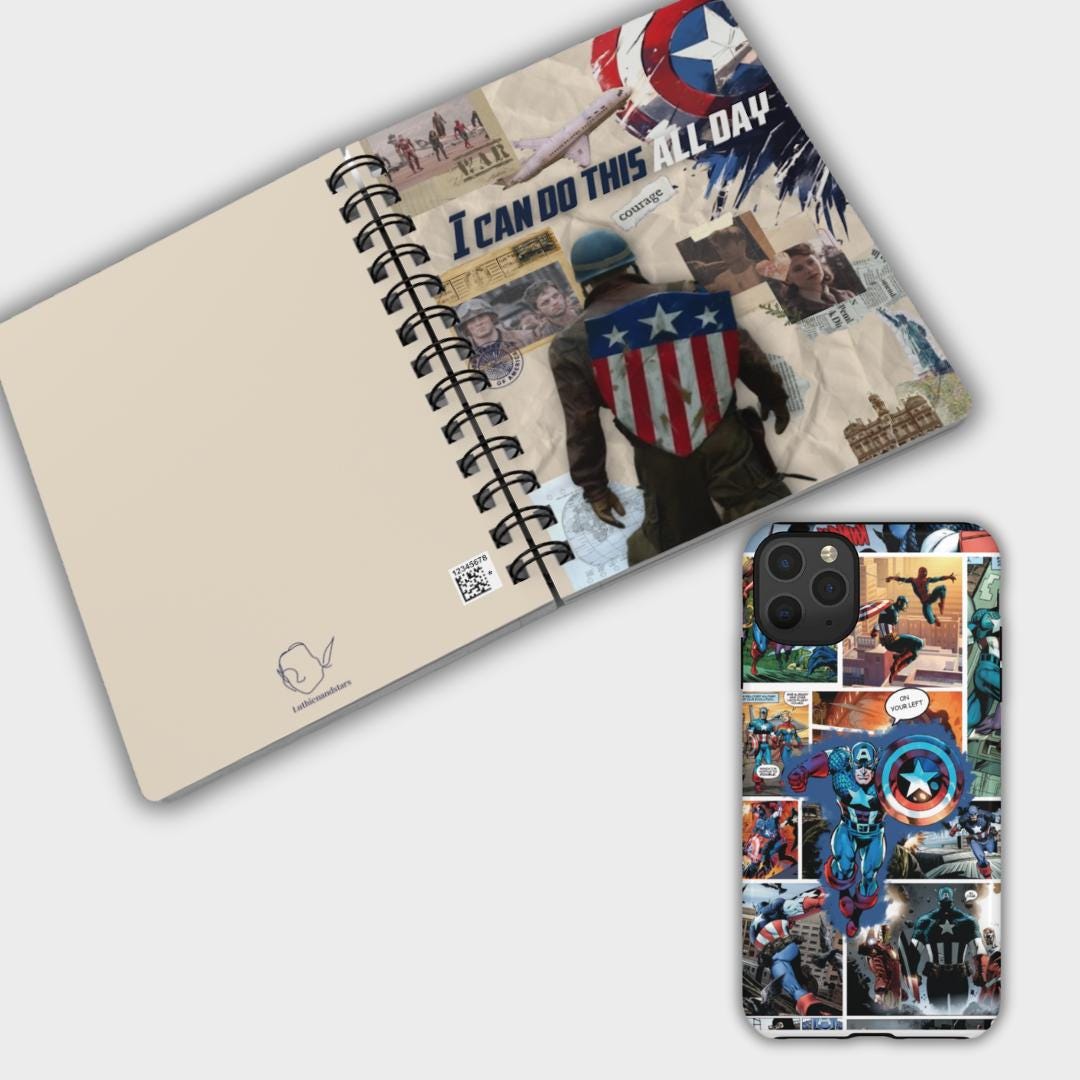 Captain America Gift Set | Comic Style Notebook & Tough Phone Case ...