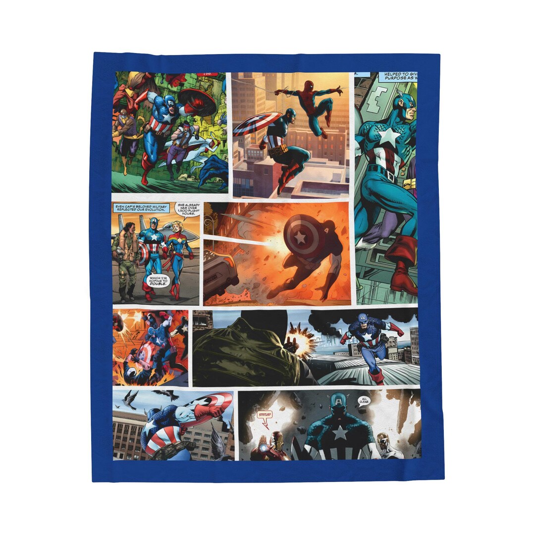 Captain America Comic Velveteen Plush Blanket, Steve Rogers Chris Evans ...