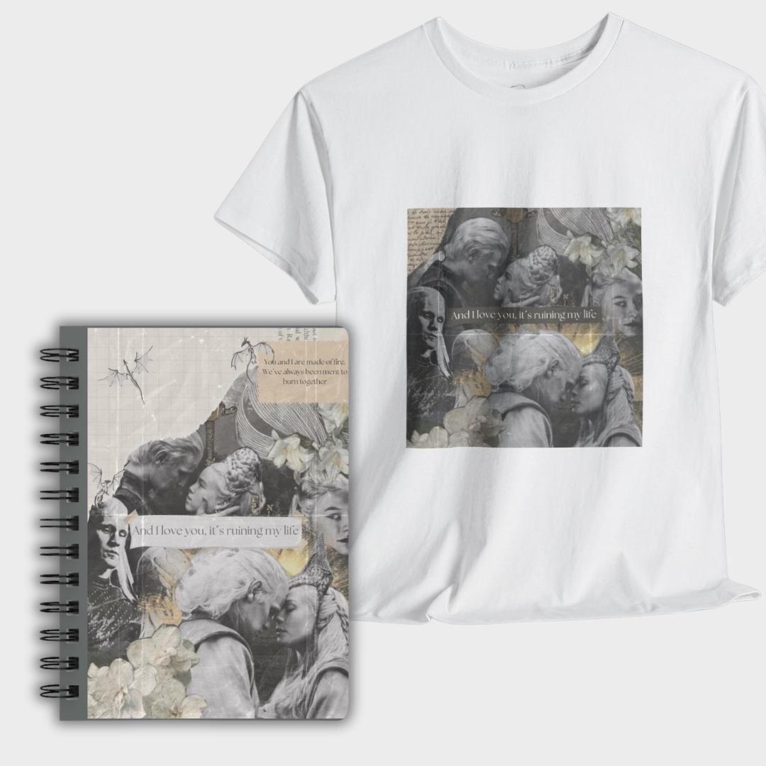 Rhaenyra & Daemon Targaryen Gift Set – HOTD Shirt and Notebook Bundle ...