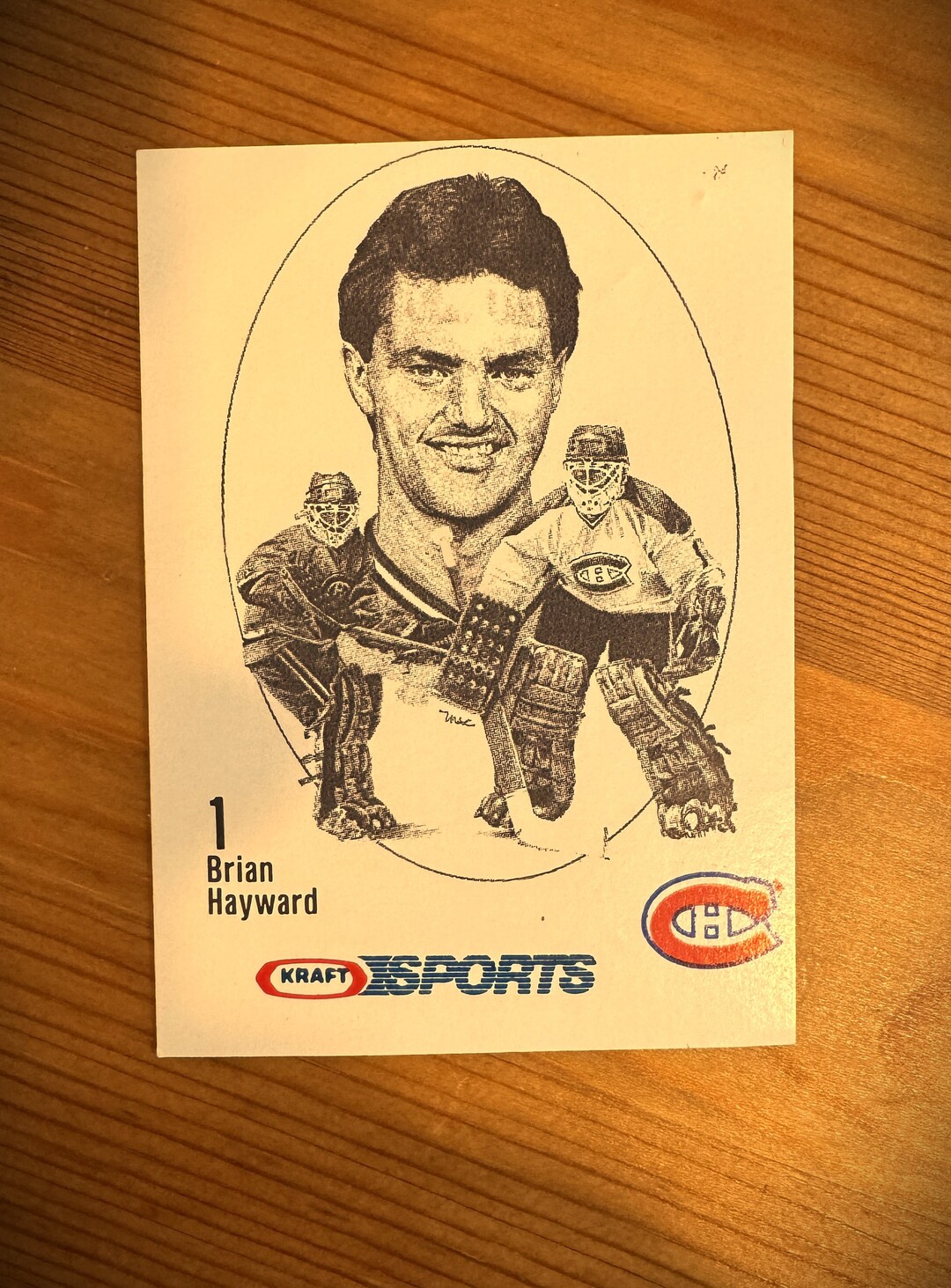 1987 Kraft Sports Drawings Hockey Card Brian Hayward #1 Montreal ...