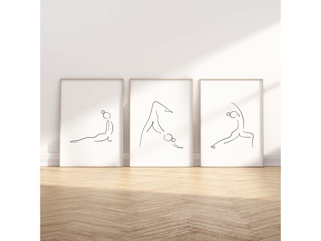 Yoga Art Print, Sun Salutation Poses, Set of 3 Posters, Line Art - Etsy