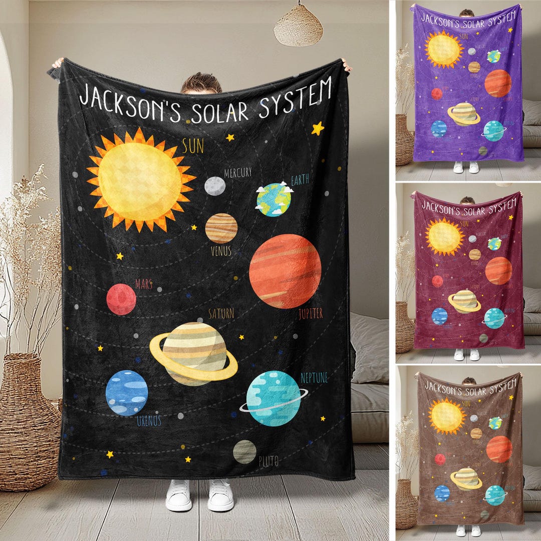 Personalized Solar System Blanket, Galaxy Planets Blanket, Custom ...