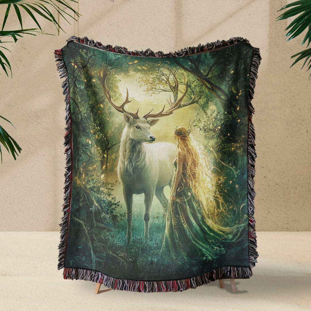 TOG Inspired Woven Blanket, the White Stag Tapestry Throw, Book Lovers ...