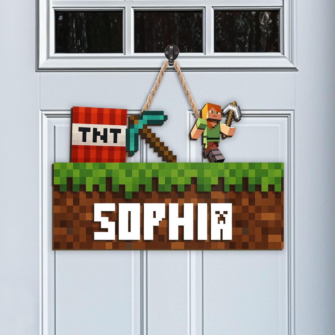 Mining Door Name Wooden Sign, Game Room Door Sign, Kids Room Sign, Mine ...