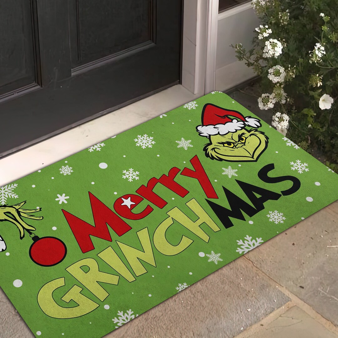 Merry Grinchmas Christmas Welcome Doormat, Grinch Door Mat, Christmas ...