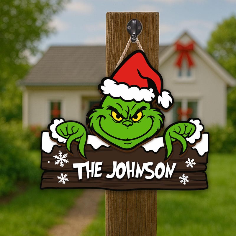 Grinch Door Sign - Etsy