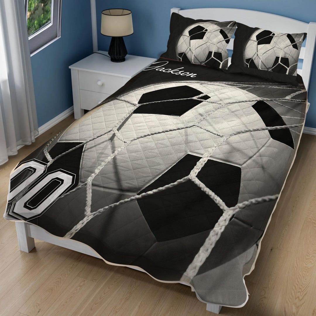 Personalized Soccer Quilt Set, Soccer Quilt Blanket & Pillowcases ...
