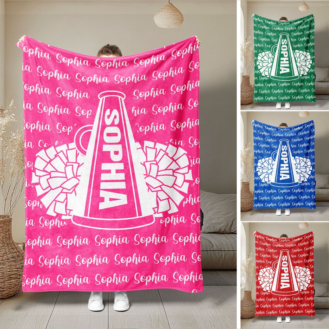Personalized Cheerleading Blanket, Custom Name Soft Cozy Sherpa Fleece ...