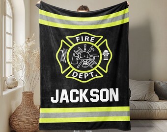 Personalized Firefighter Blanket, Custom Name Soft Cozy Sherpa Fleece ...