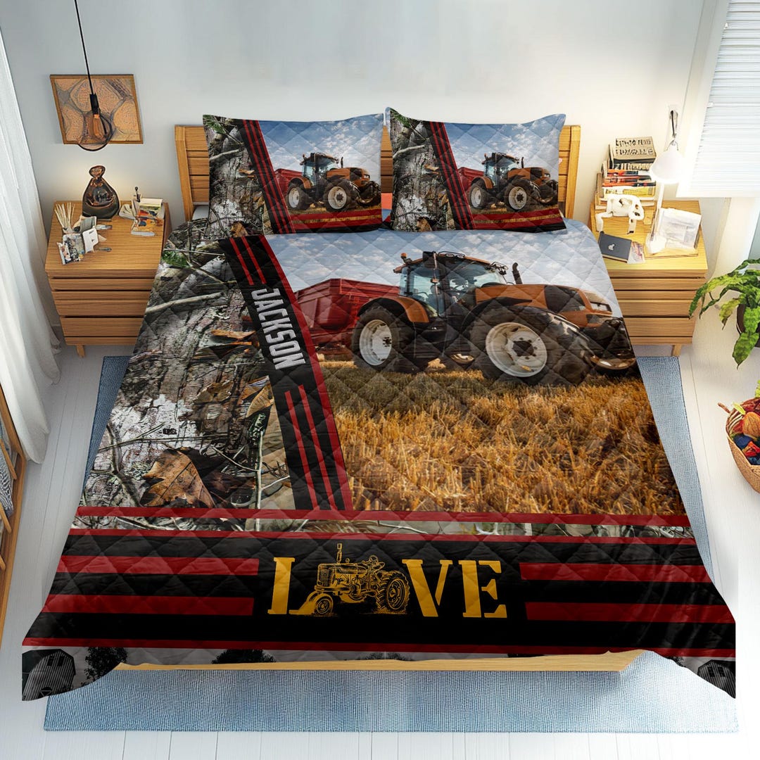 Personalized Tractor Quilt Set, Farm Tractor Quilt Blanket ...