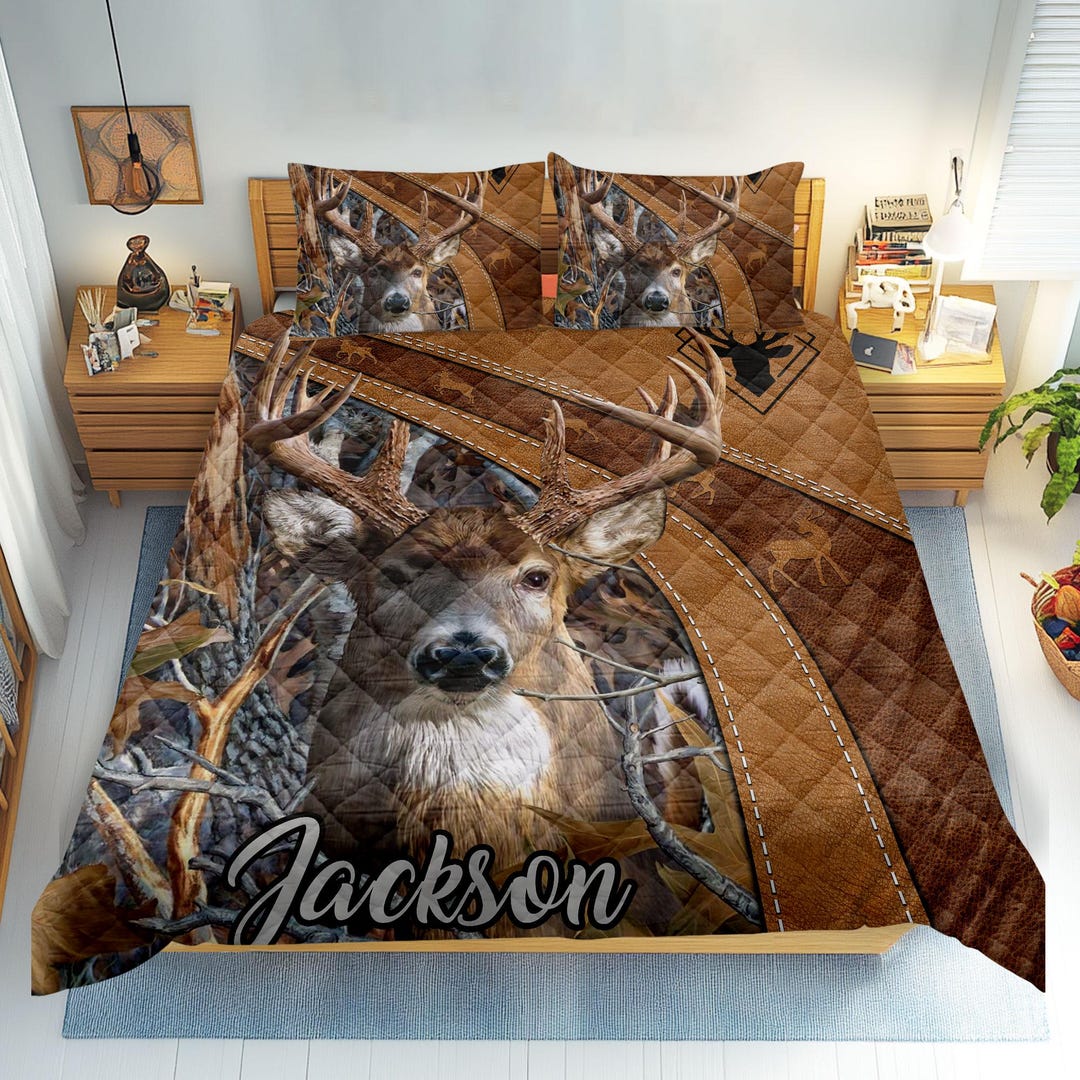 Personalized Deer Hunting Quilt Set, Hunting Quilt Blanket ...