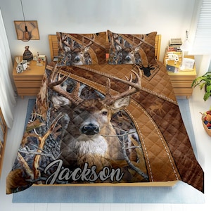 Personalized Deer Hunting Quilt Set, Hunting Quilt Blanket ...