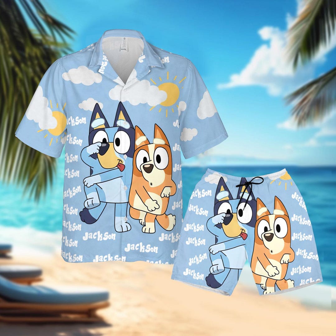 Custom Bluey Family Hawaiian Shirt, Bluey Dog Hawaiian Shirt, Bluey ...