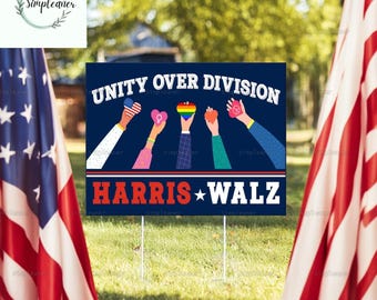 Kamala Harris Yard Sign, Unity Over Division Yard Sign, Women's Rights ...