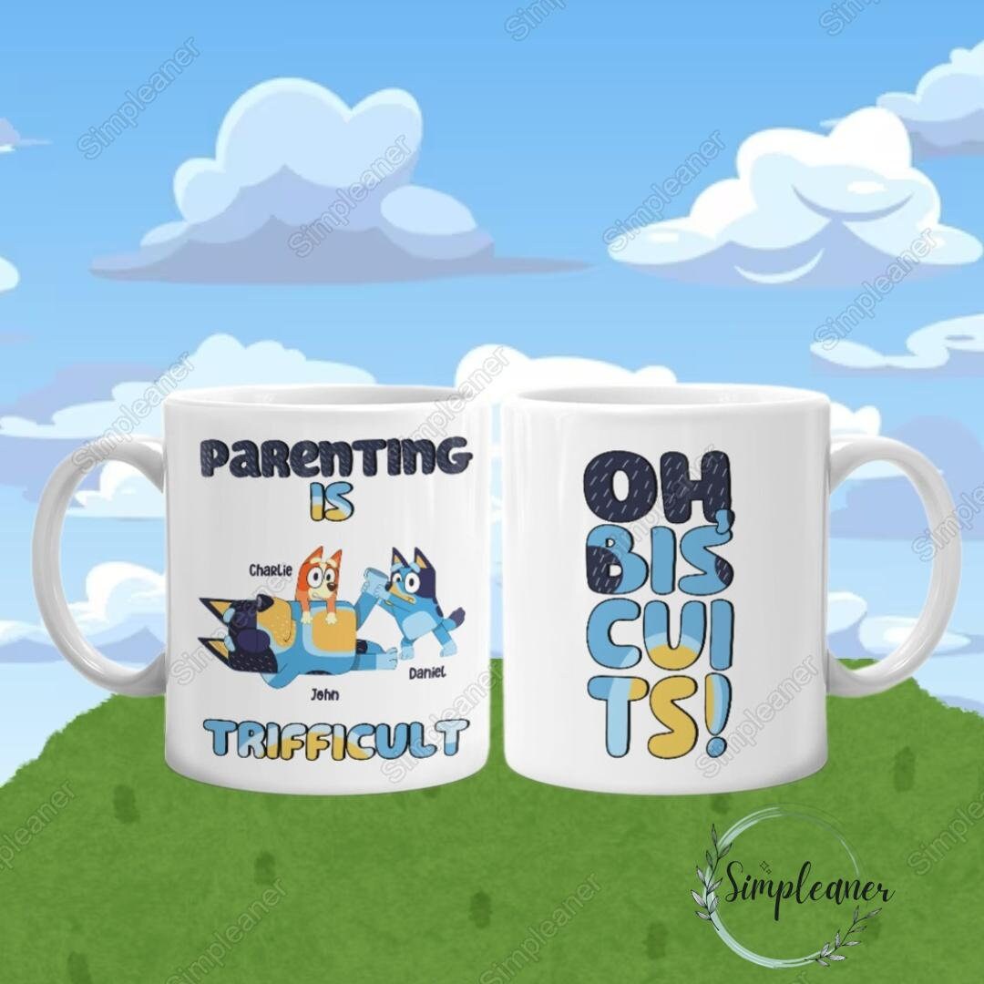 Personalized Bluey Mug, Bluey Parenting is Trifficult Mug, Bluey Coffee ...