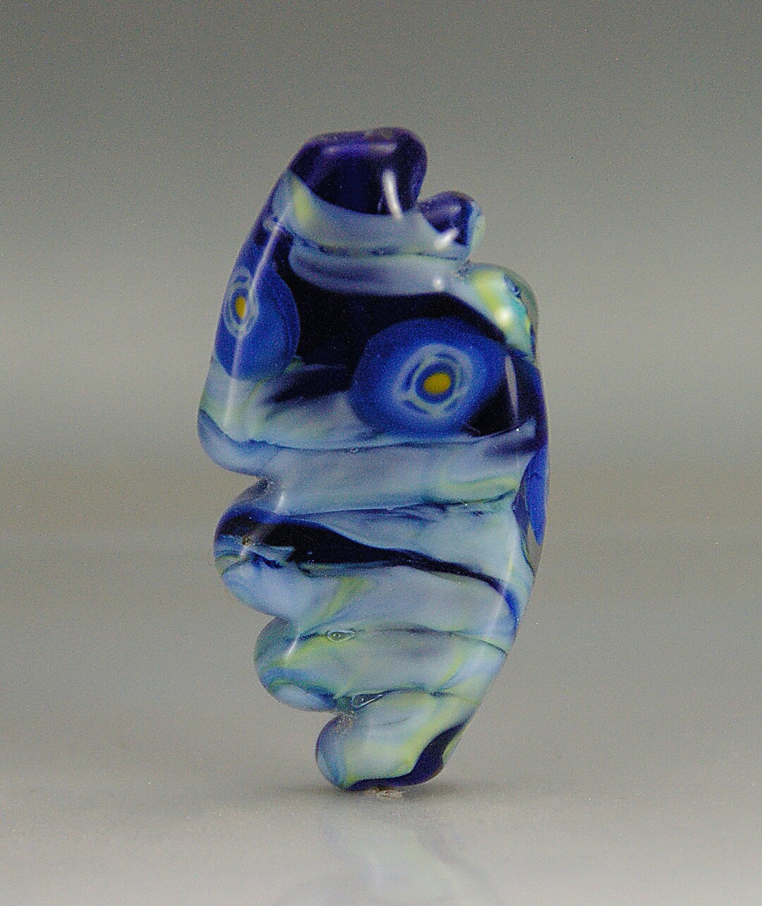 Lampwork Glass Focal Bead - Tab Bead in Blues - Etsy