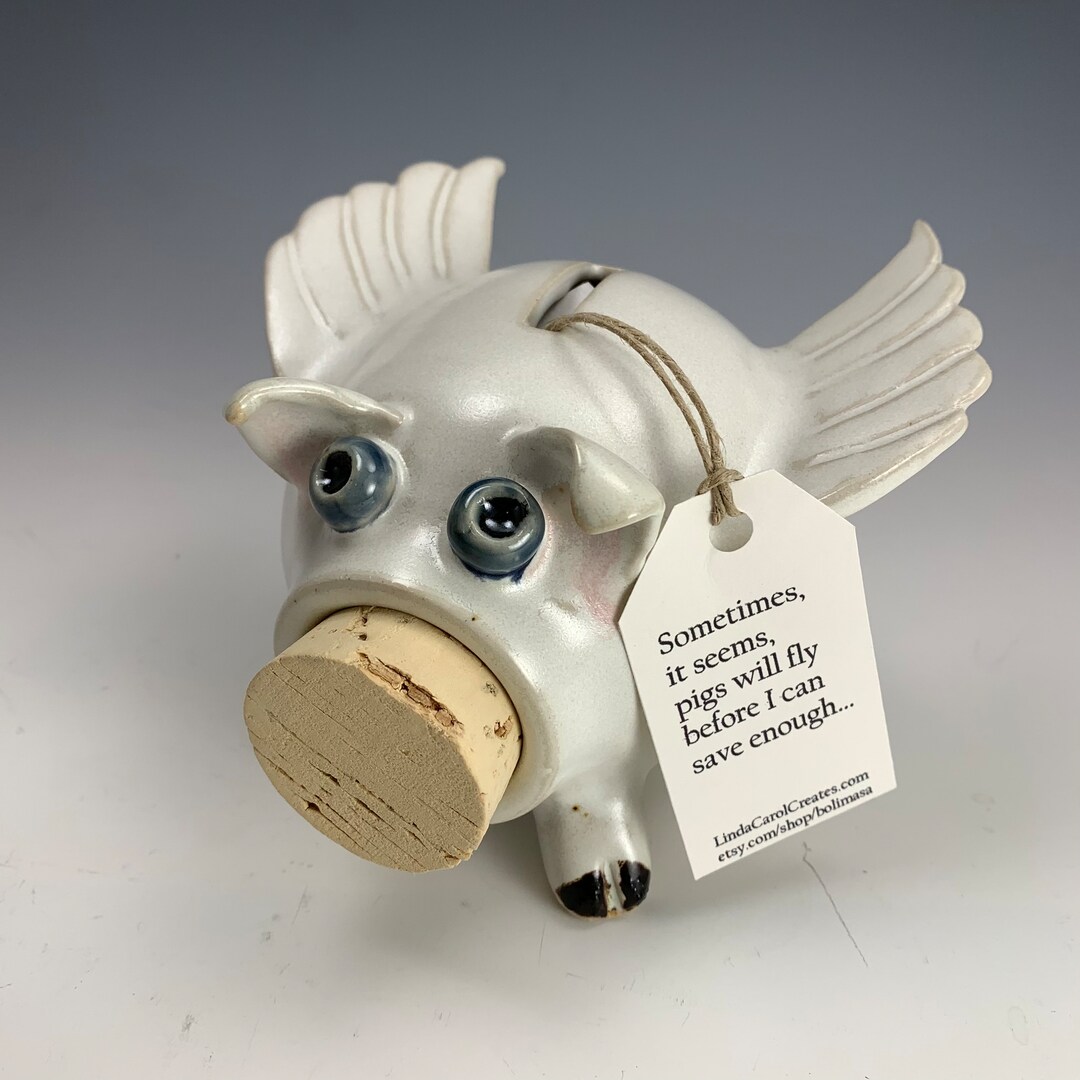 Pottery Piggy Bank - Flying Pig! - Etsy
