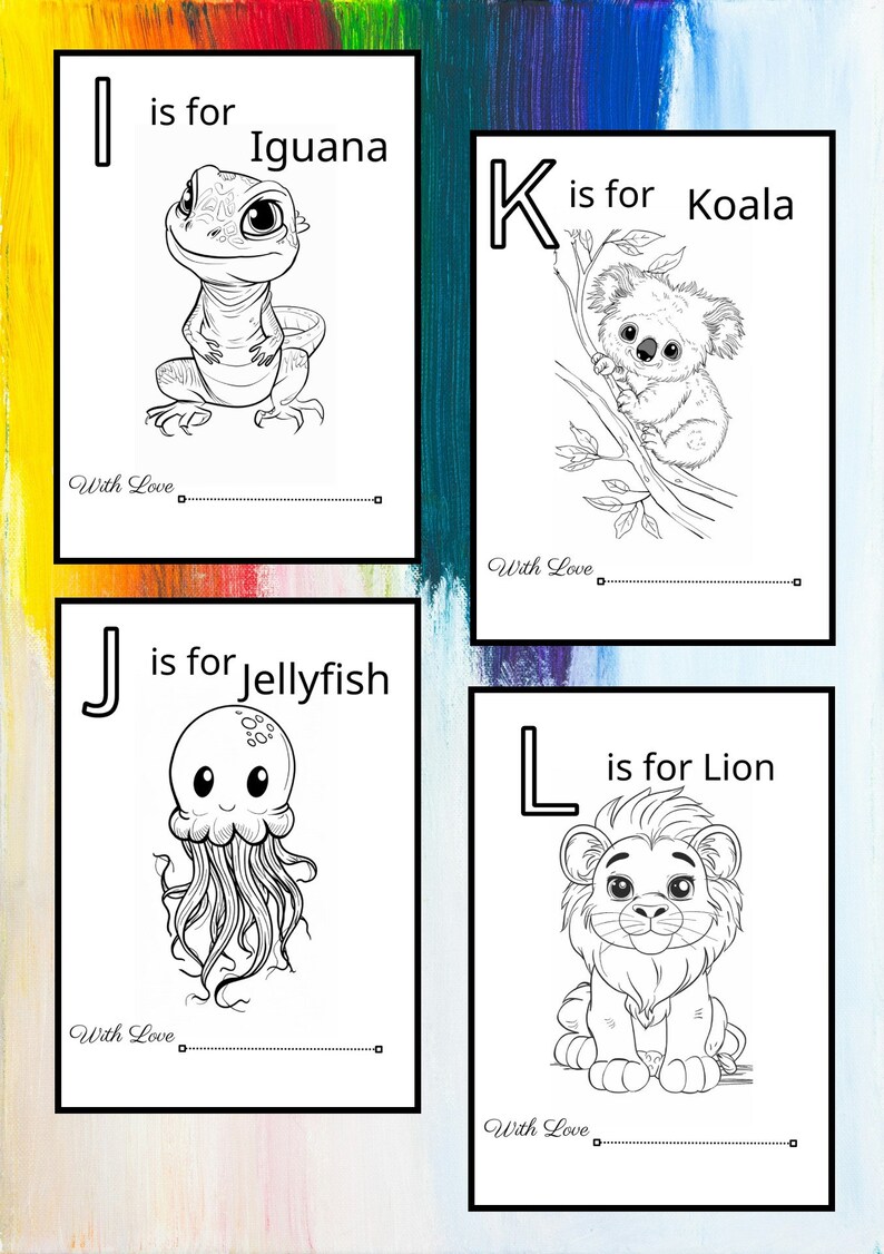 Baby ABC Animal Book Printable Animal Alphabet Coloring Pages Nursery ...