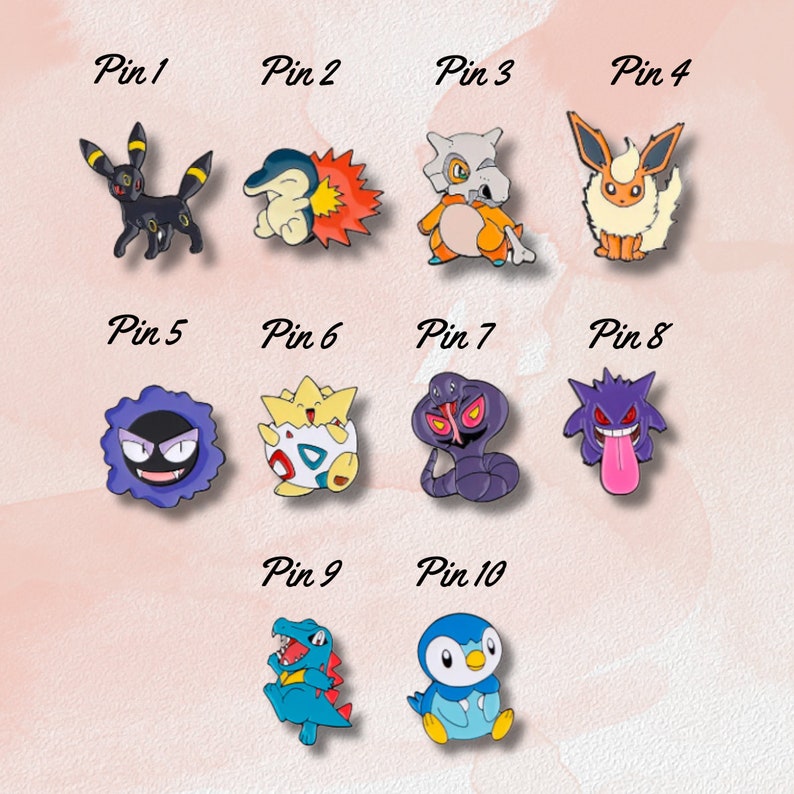 Pokemon Pin, Pokemon Enamel Pin, Pokemon Pins, Togepi, Piplup, Gastly ...