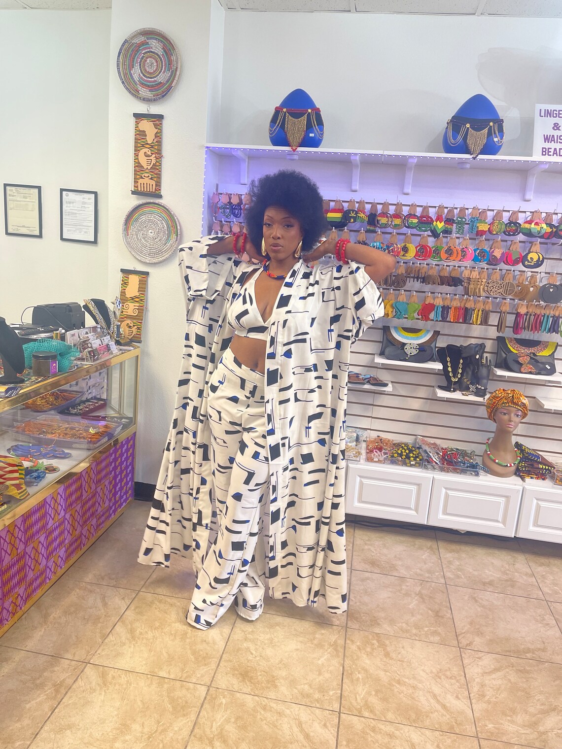 Three Piece Kimono With Matching Pants Set | 3 Piece African Jacket ...