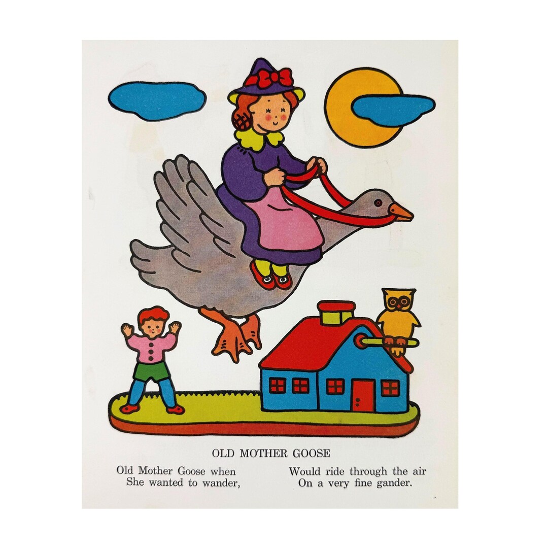 Vintage Old Mother Goose Illustration - 1940 Book Plate by Margot ...