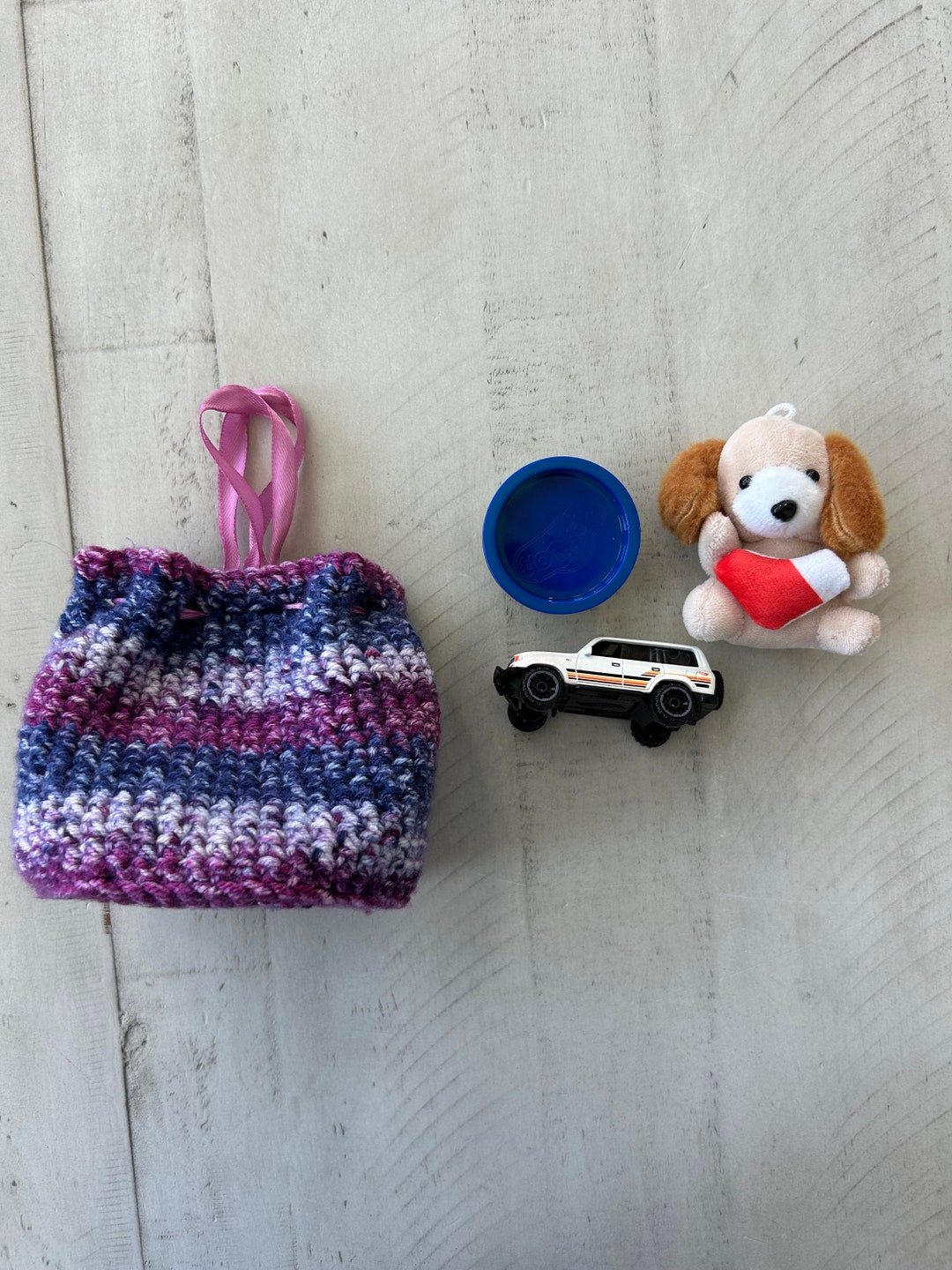 Crocheted Drawstring Mini Bag - Etsy