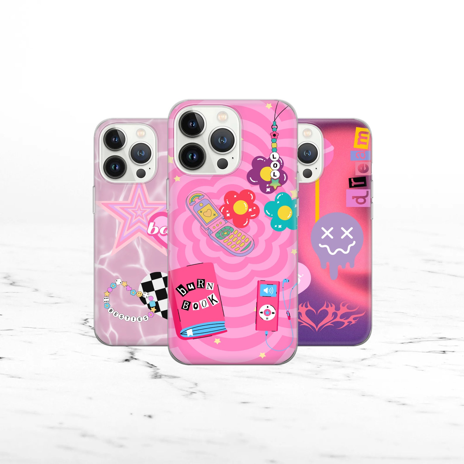 2000's Style Phone Case Girly Cover for iPhone 15pro, 14, 13, 12, 11 ...