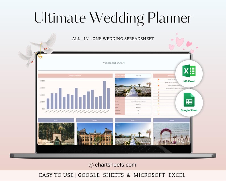 Wedding Planning Spreadsheet Template in Excel & Google Sheets, All in ...