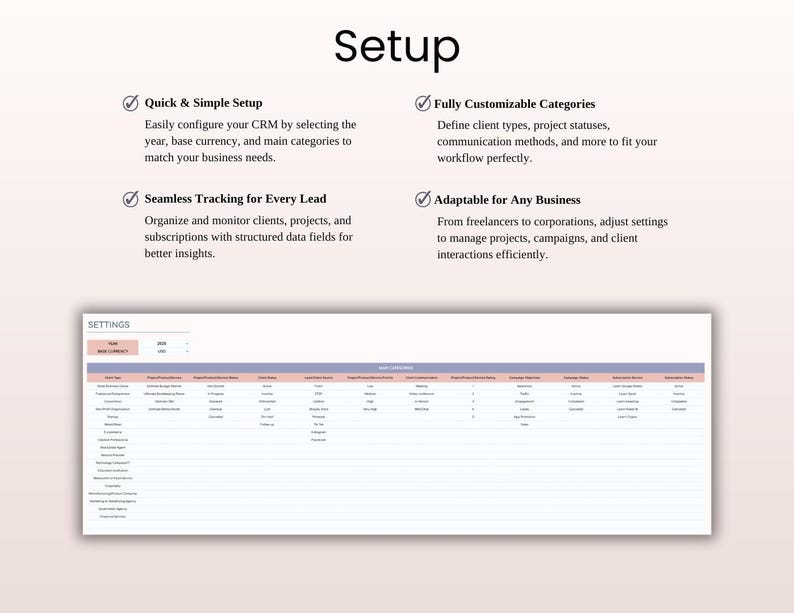 CRM Spreadsheet Template for Excel and Google Sheets | Simple Client ...
