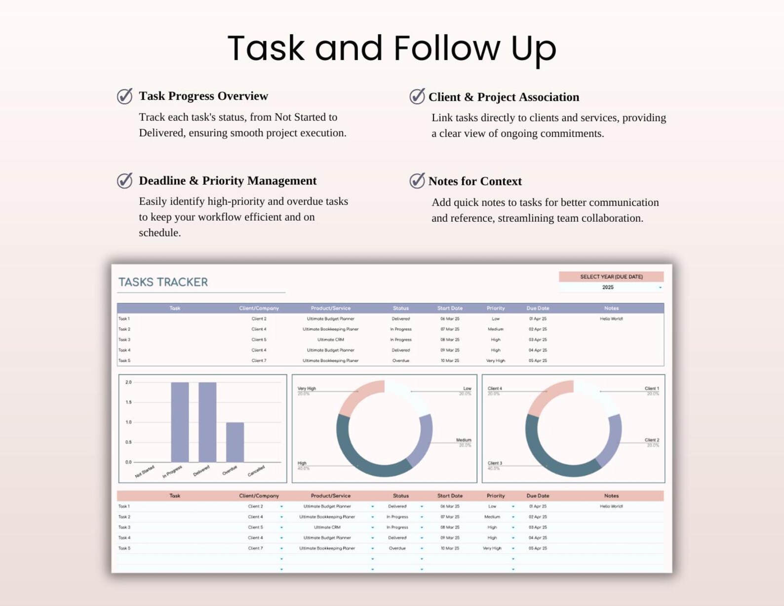 CRM Spreadsheet Template for Excel and Google Sheets | Simple Client ...