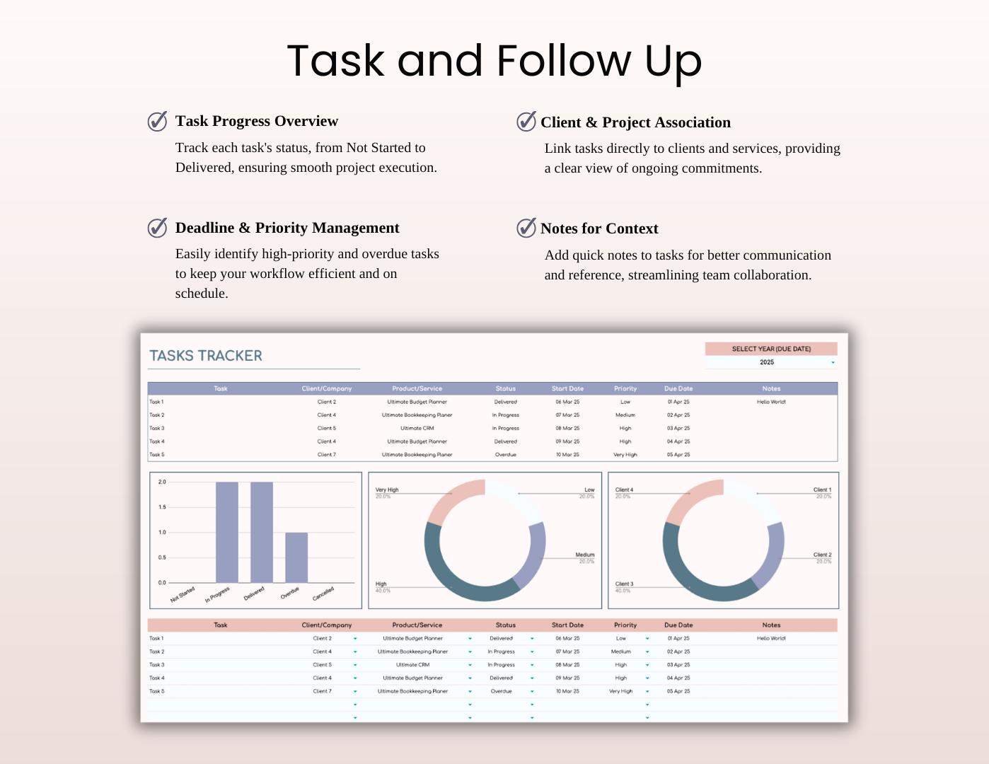 CRM Spreadsheet Template for Excel and Google Sheets | Simple Client ...