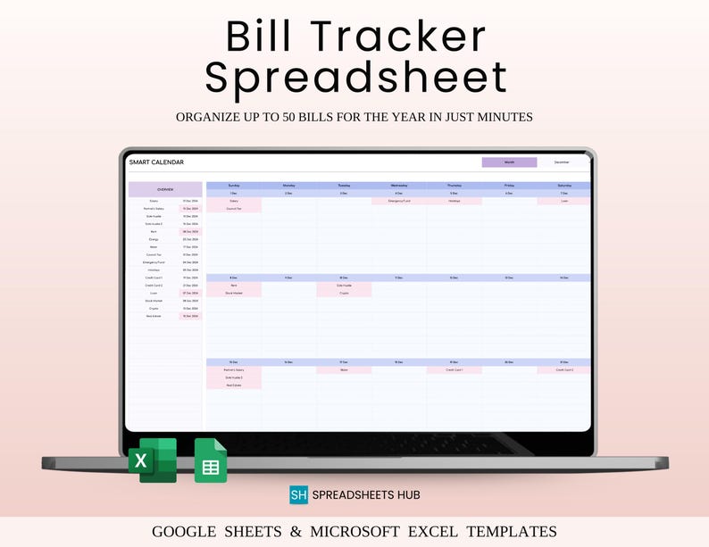 Rainbow Bill Tracker Spreadsheet | Excel & Google Sheets Template - Etsy