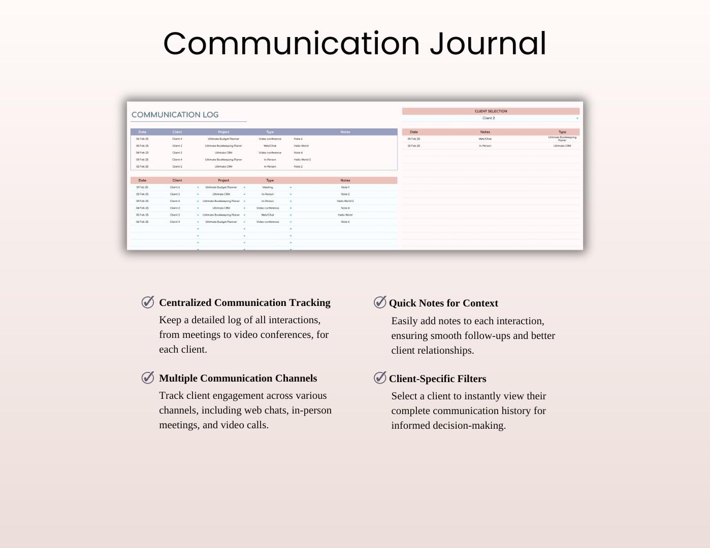 CRM Spreadsheet Template for Excel and Google Sheets | Simple Client ...