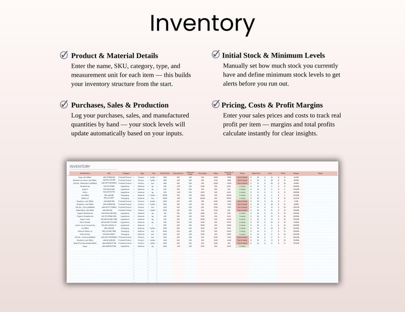 Inventory Tracker Spreadsheet | Google Sheets & Excel Template - Etsy