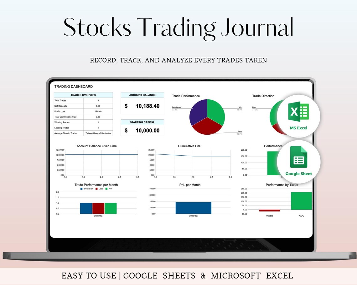 Stocks Trading Journal in Excel and Google Sheets, Position Size ...