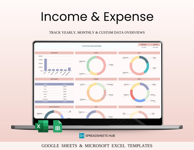 Income and Expense Tracker | Spreadsheet for Excel and Google Sheets ...