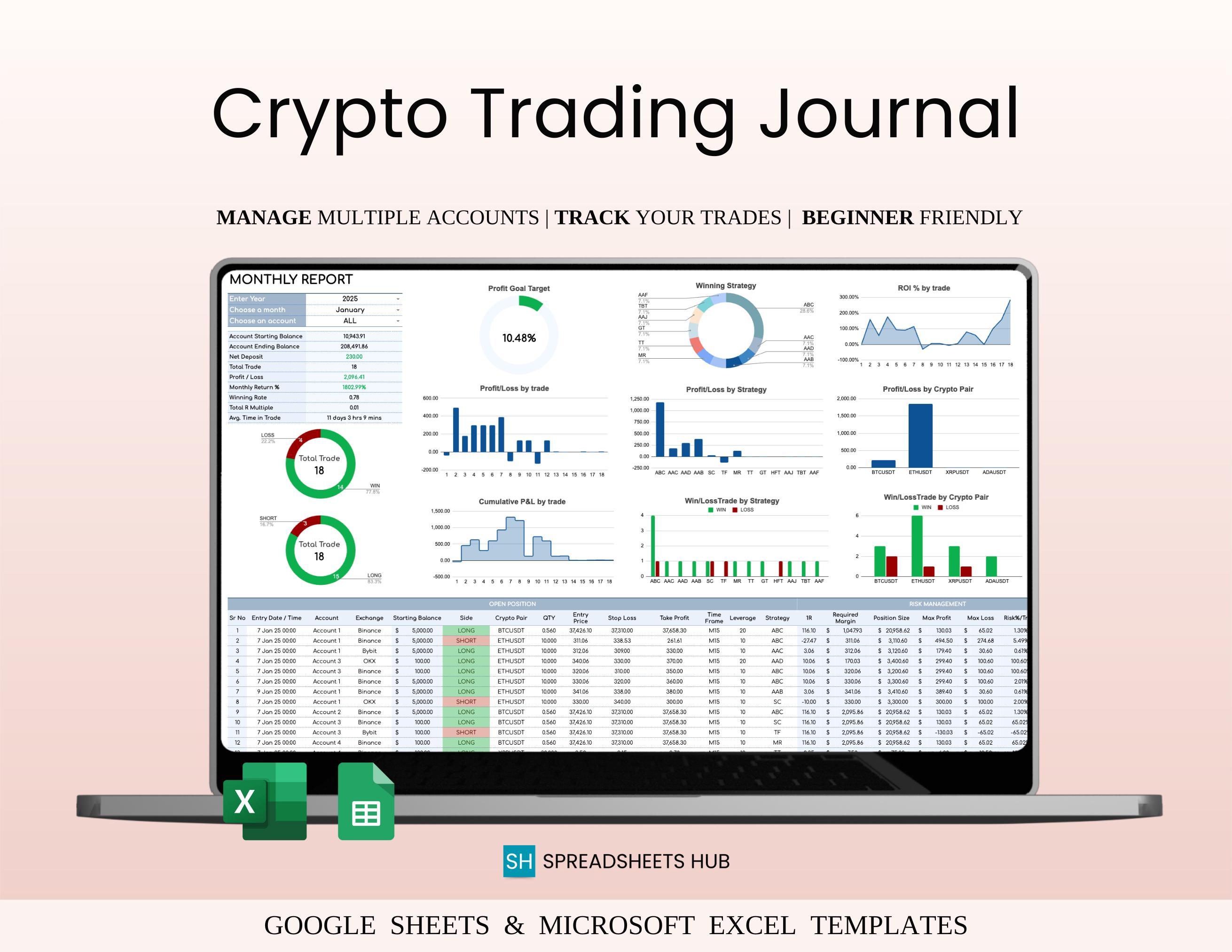 Crypto Trading Journal Template for Google Sheets & Excel | Crypto ...