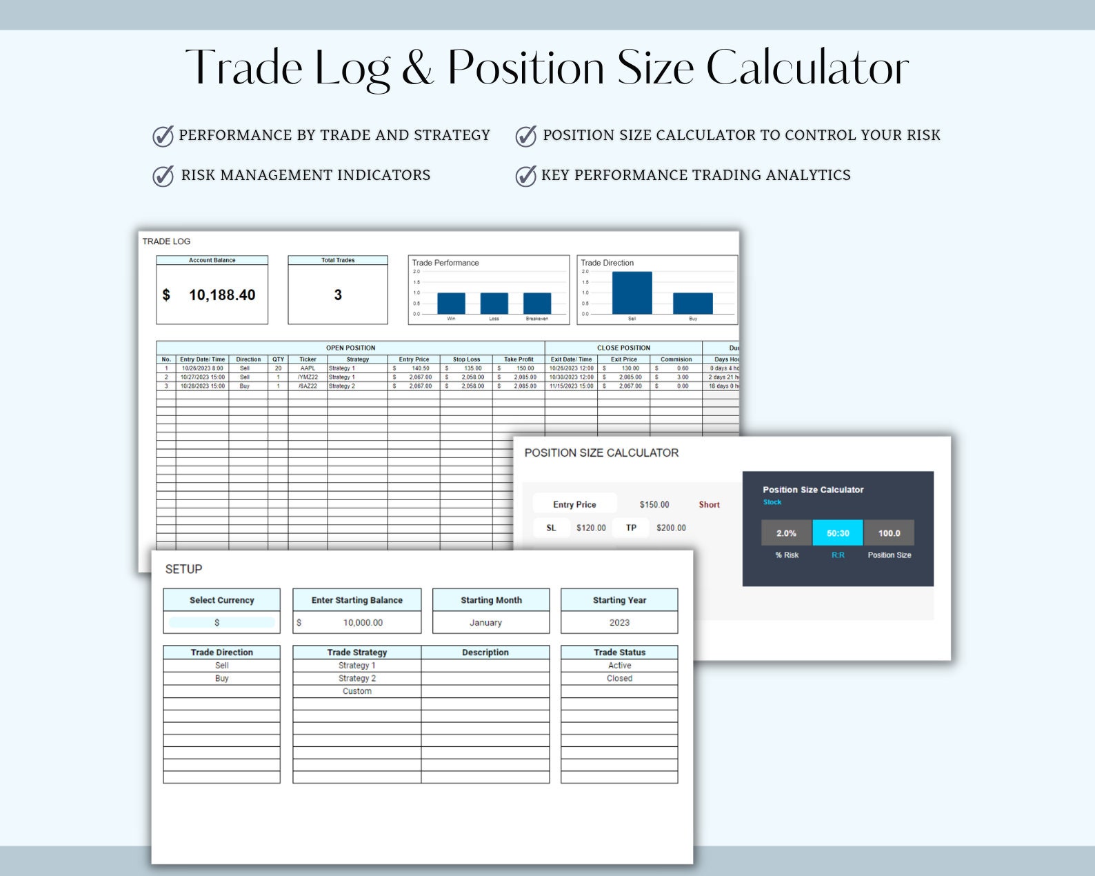 Stocks Trading Journal in Excel and Google Sheets, Position Size ...